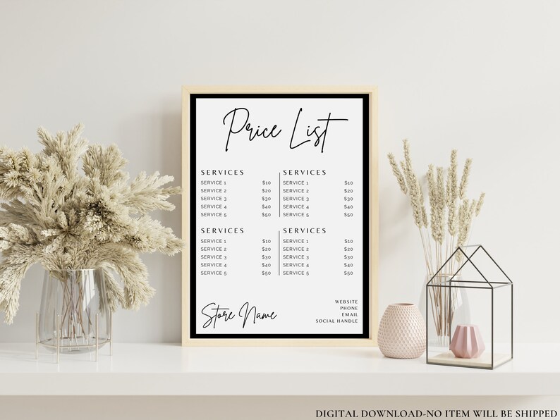 Price List Sign Editable Price List Sign Printable Beauty - Etsy