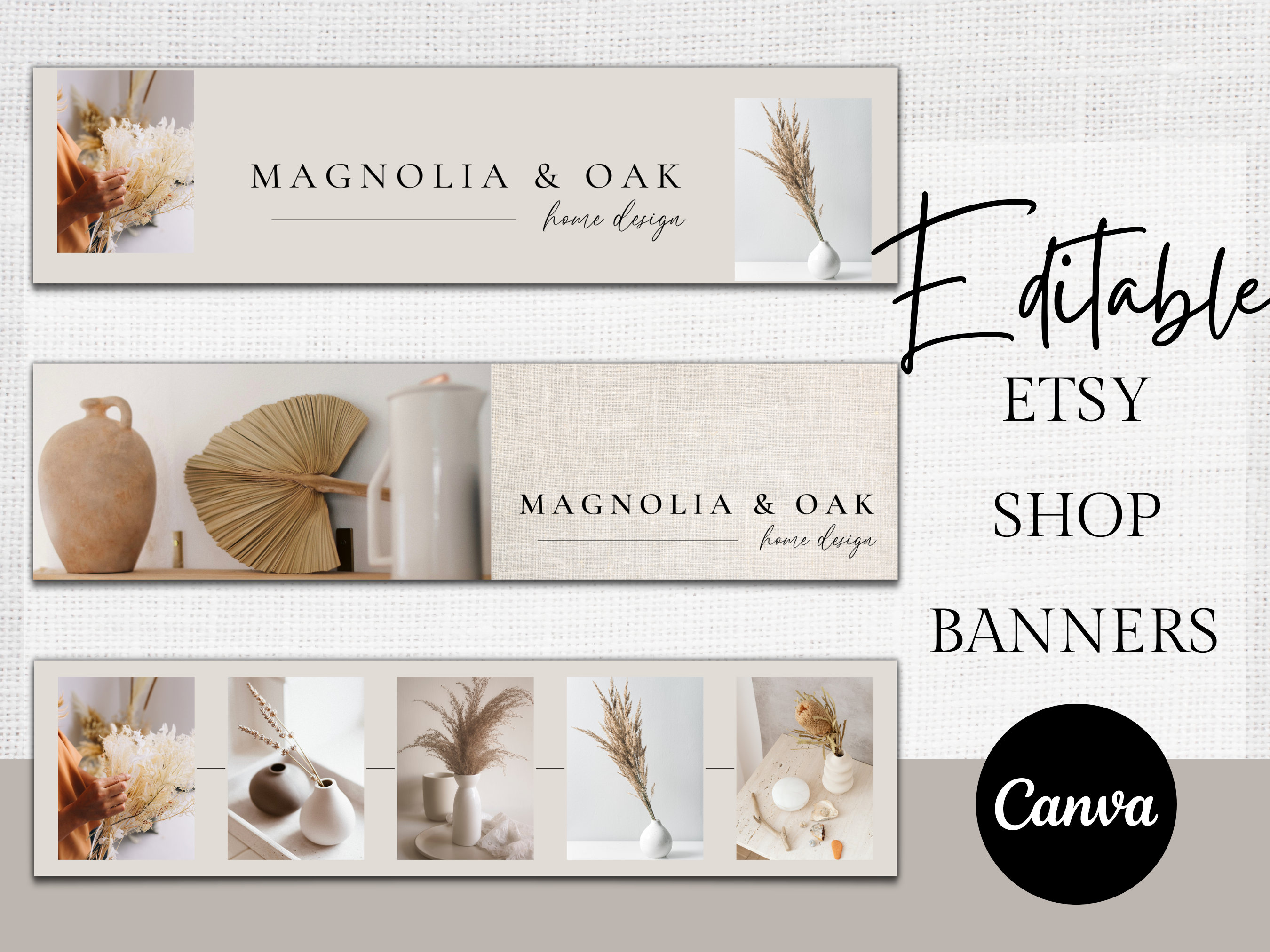 Minimal Etsy Shop Graphic Bundle Etsy Banner Canva Template - Etsy