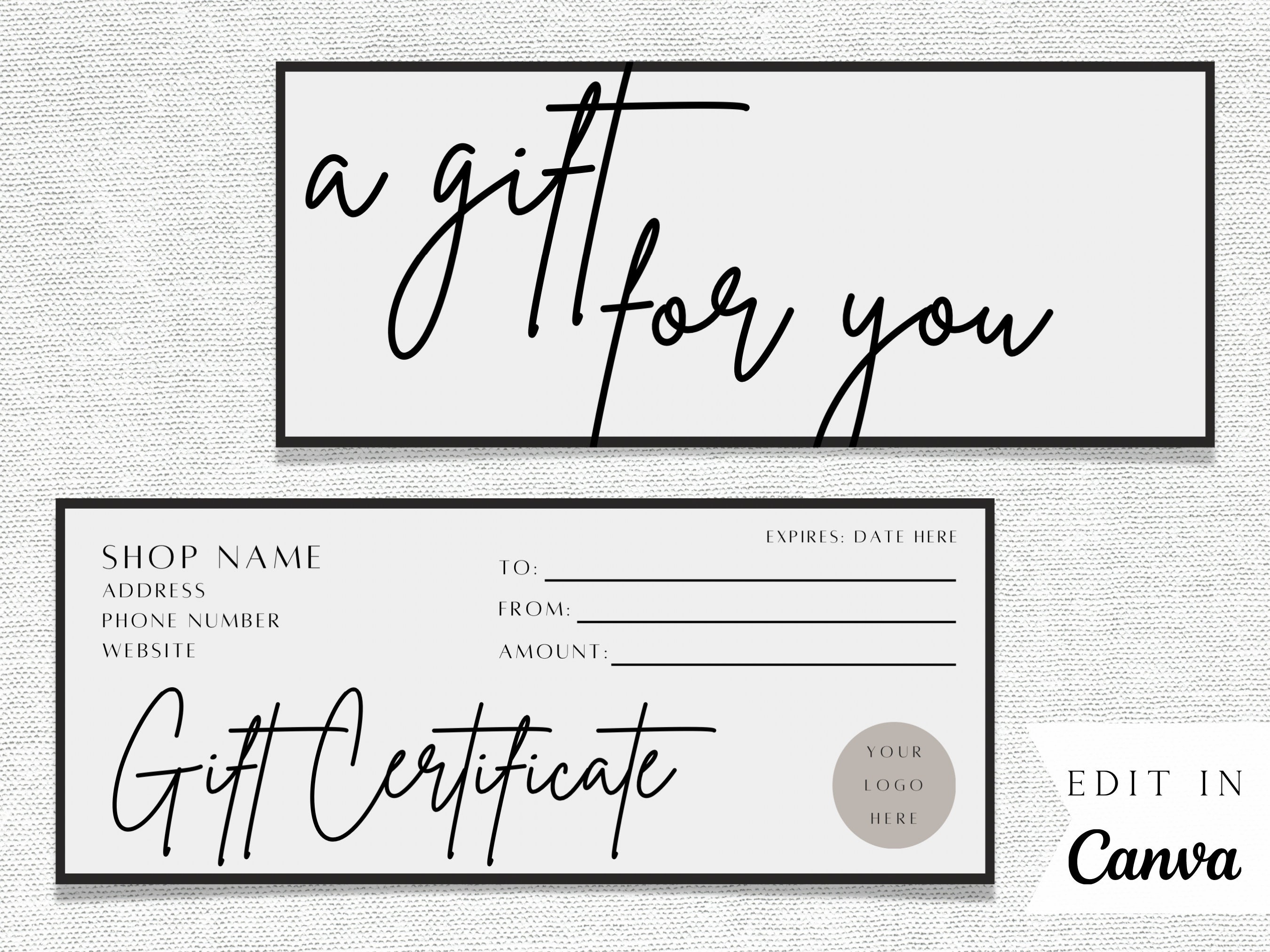 Gift Certificate Template, Printable Gift Voucher, Editable Gift ...