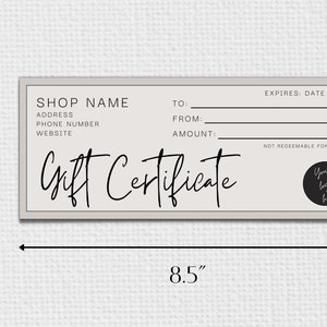 Gift Certificate Template, Printable Gift Voucher, Editable Gift ...