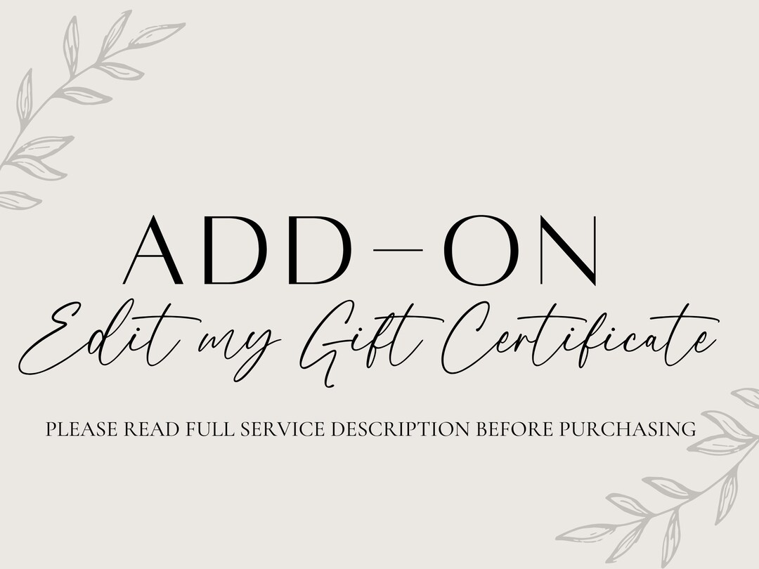 Add-on-edit My Digital Gift Certificate. for (1) ONE Edit Only. - Etsy