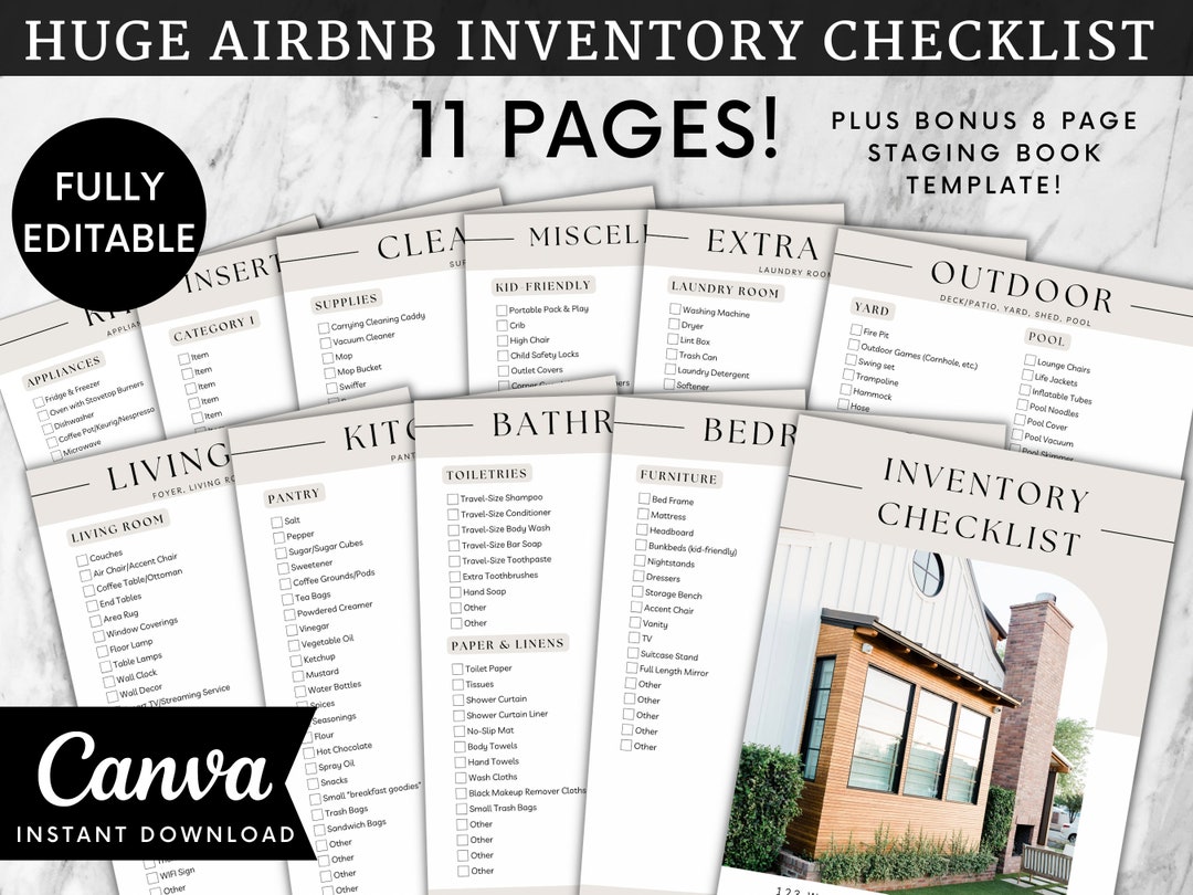 Airbnb Inventory Checklist Template, Editable Airbnb Essential Items ...
