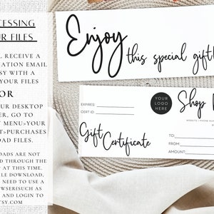Gift Certificate Template, Printable Gift Voucher, Editable Gift ...