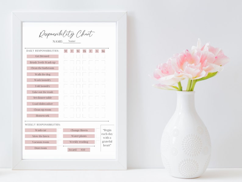 EDITABLE Kids Chore Chart Printable Adult Reward Chart - Etsy