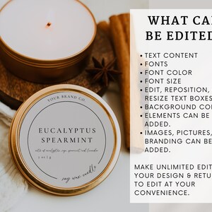 Round Candle Label Template, Editable Candle Lid Sticker Label, Pre ...