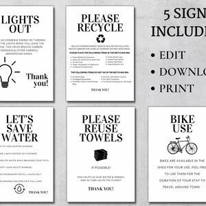 Airbnb Sign Bundle Template Eco Friendly, Airbnb Signage, Recycle Sign ...