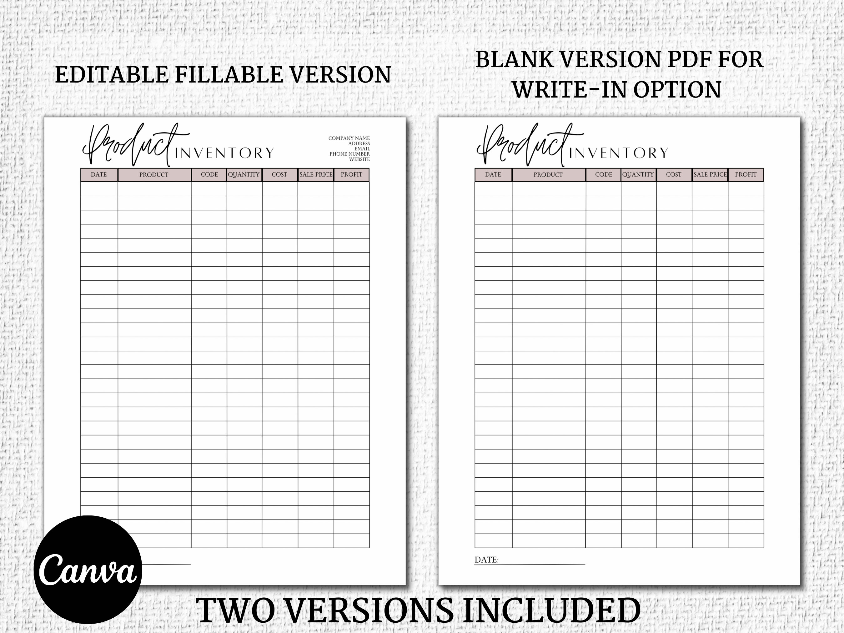 Editable Inventory Management Form Inventory Tracker PDF - Etsy Australia