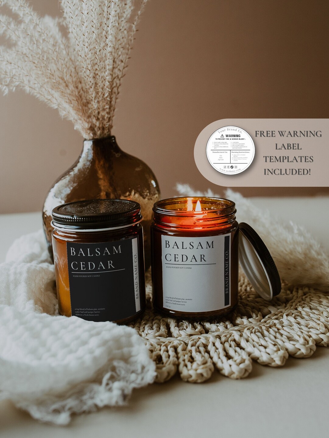 Modern Candle Label Template, Editable Candle Label Design, Minimal ...