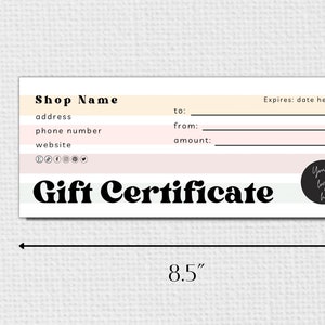 Retro Gift Certificate Template, DIY Printable Gift Voucher Certificate ...