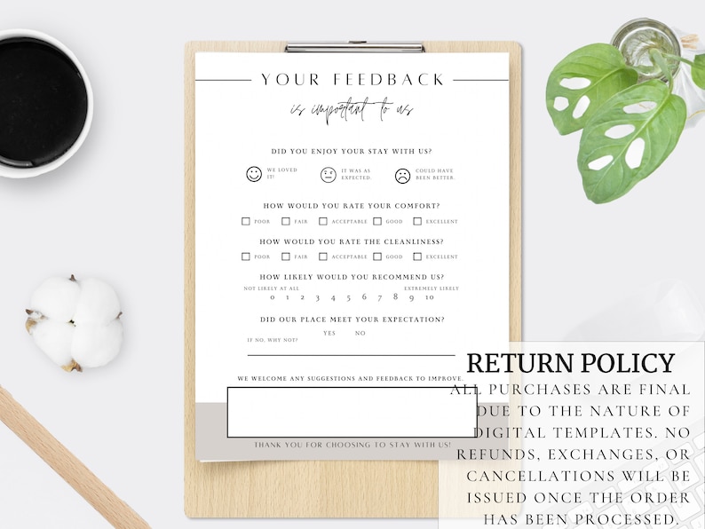 Editable Feedback Form Guest Airbnb Host VRBO Canva - Etsy