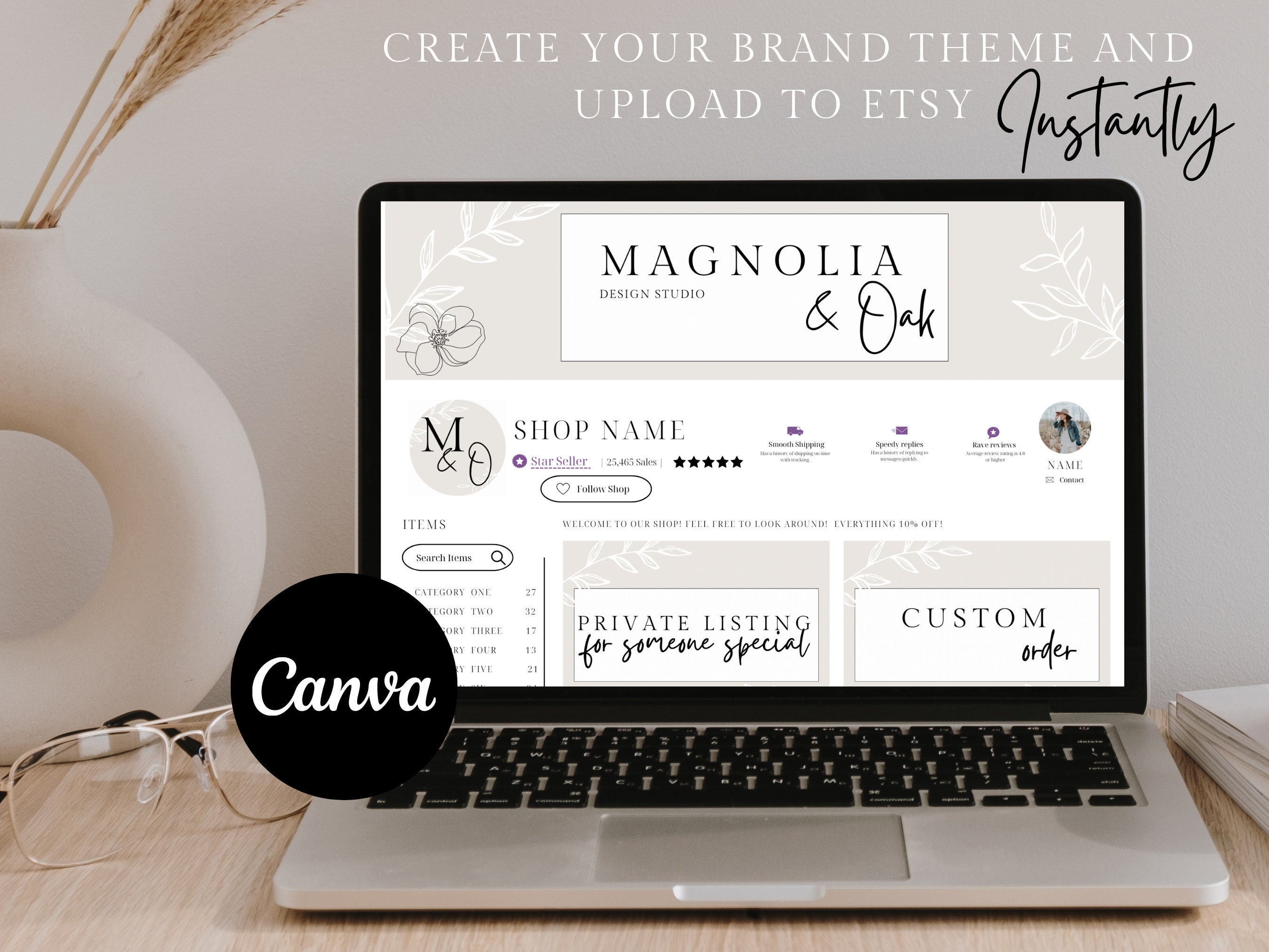 Minimal Etsy Shop Banner, Neutral Etsy Cover Template, DIY Etsy Store ...