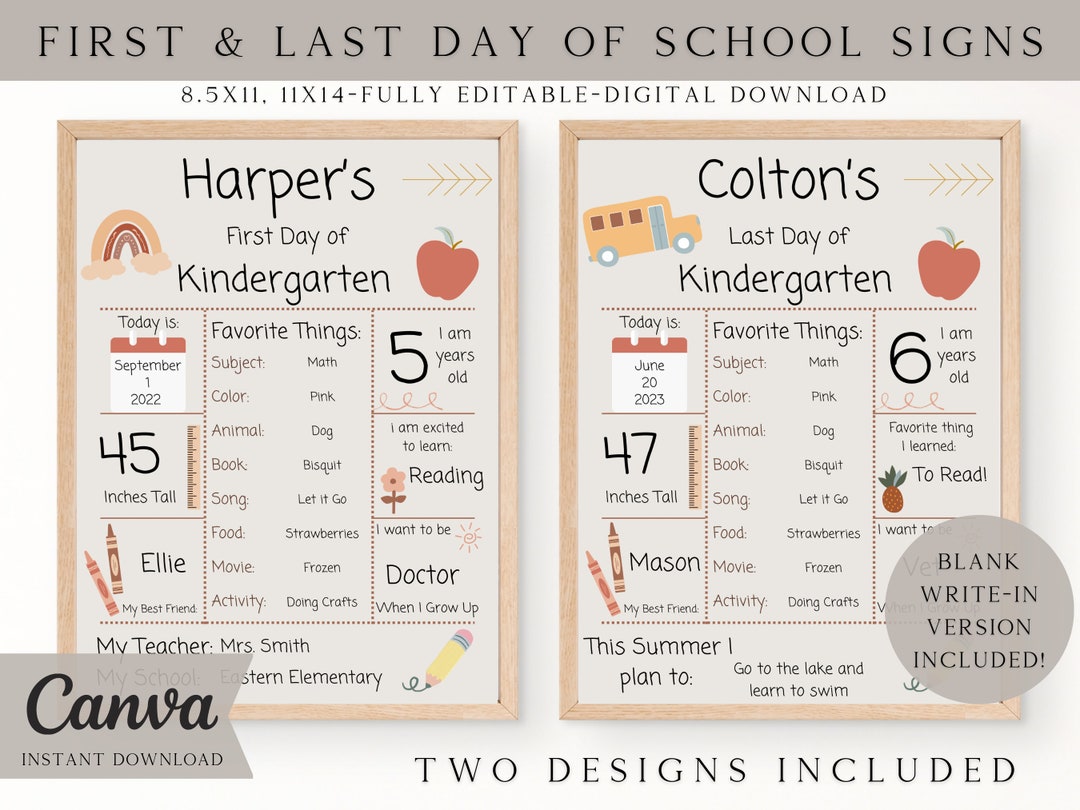 Printable Editable Back to School Sign, First Day of School Sign ...