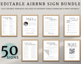 Airbnb Sign Bundle Airbnb Signage Signs for Rental Home Wifi Sign ...