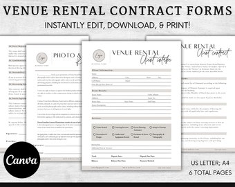 Venue Rental Forms Bundle, Wedding Venue Contract Template, Event ...