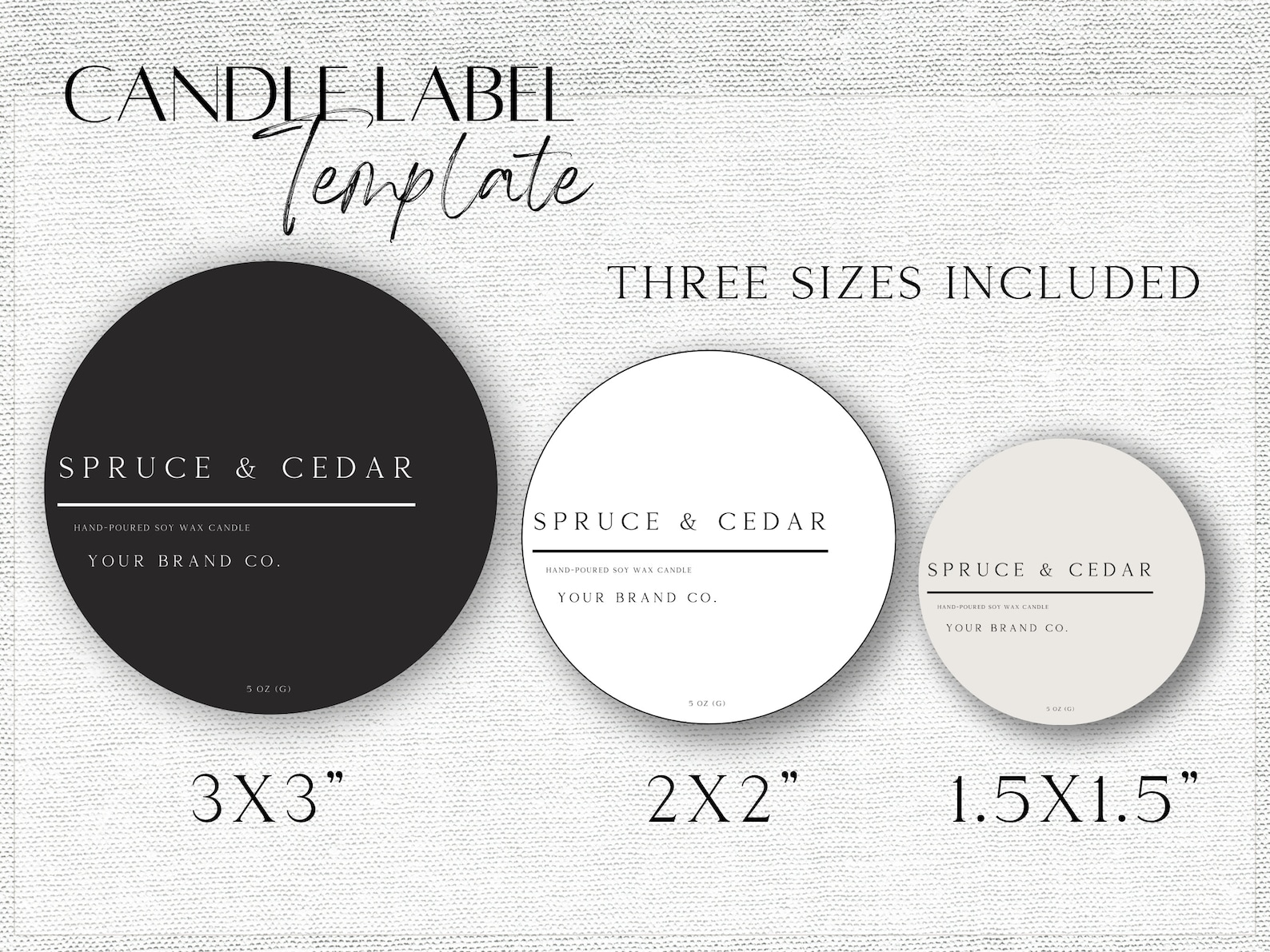 Round Candle Label Template, Editable Candle Lid Sticker Label, Pre ...