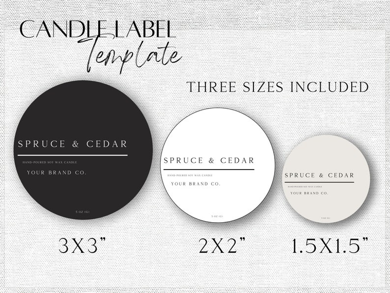 Round Candle Label Template, Editable Candle Lid Sticker Label, Pre ...
