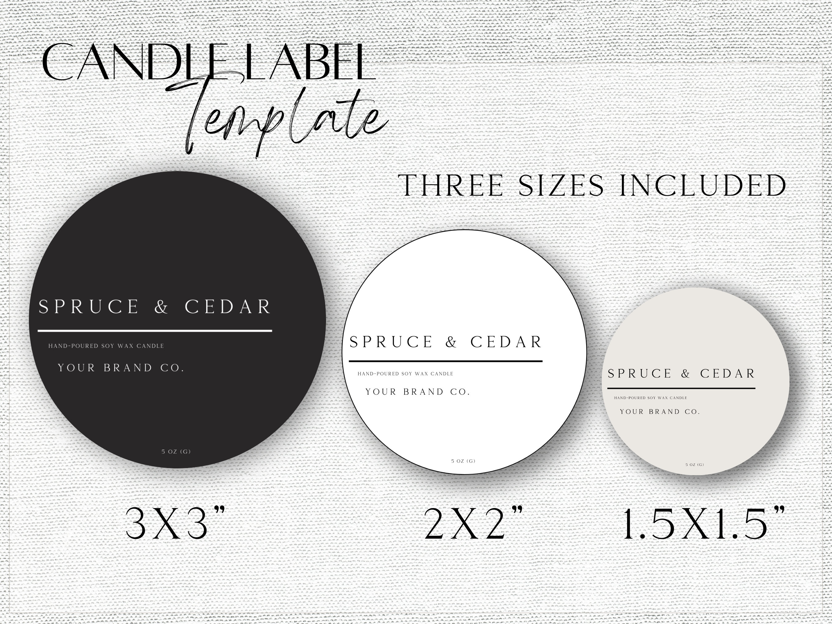 Round Candle Label Template, Editable Candle Lid Sticker Label, Pre ...