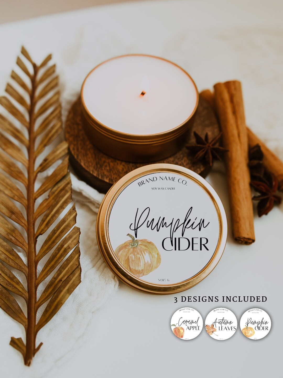 Fall Candle Label Template, Round Candle Label Template, Editable ...