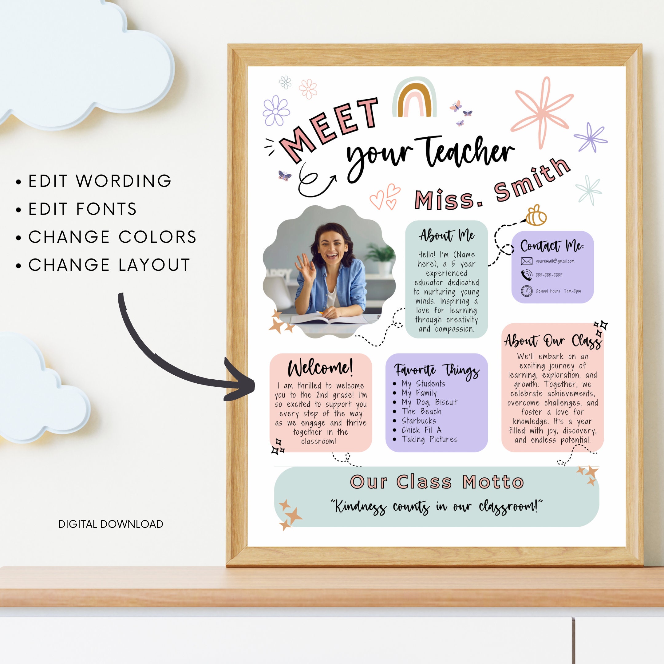 Meet the Teacher Template, Back to School Flyer, Teacher Introduction ...