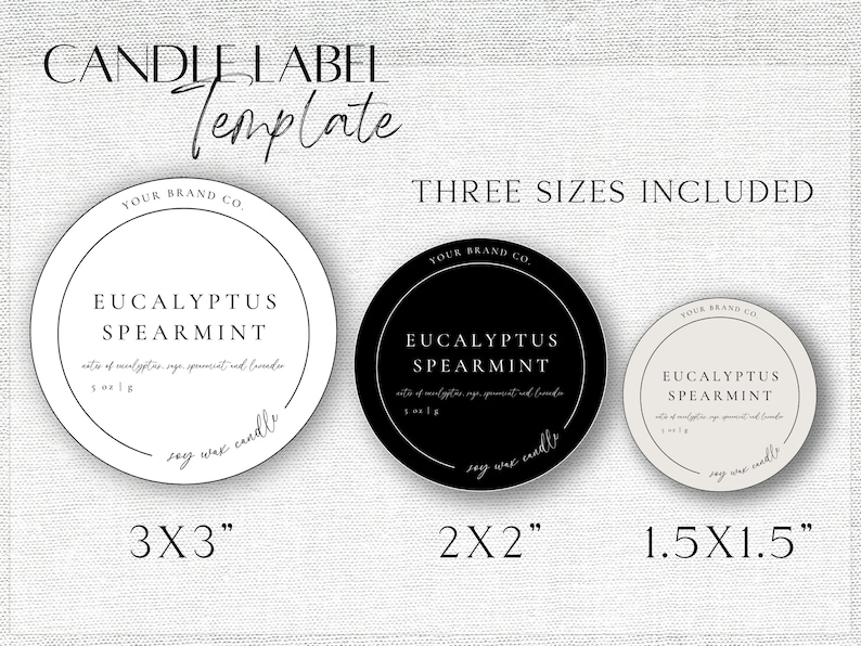 Round Candle Label Template Editable Candle Lid Sticker - Etsy