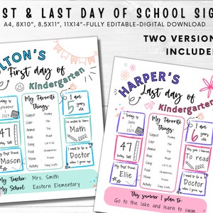 Printable Editable Back to School Sign Kids First Day and Last - Etsy