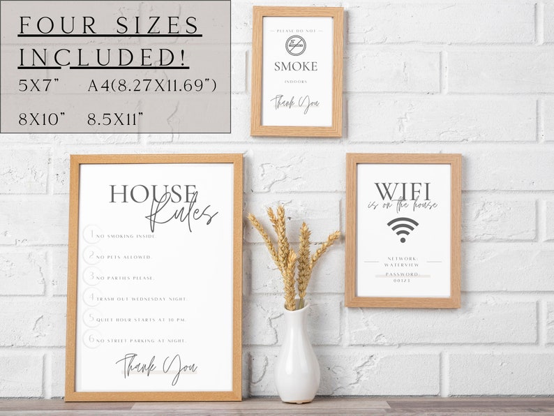 Airbnb Sign Bundle Template Editable Airbnb Signs Rental - Etsy