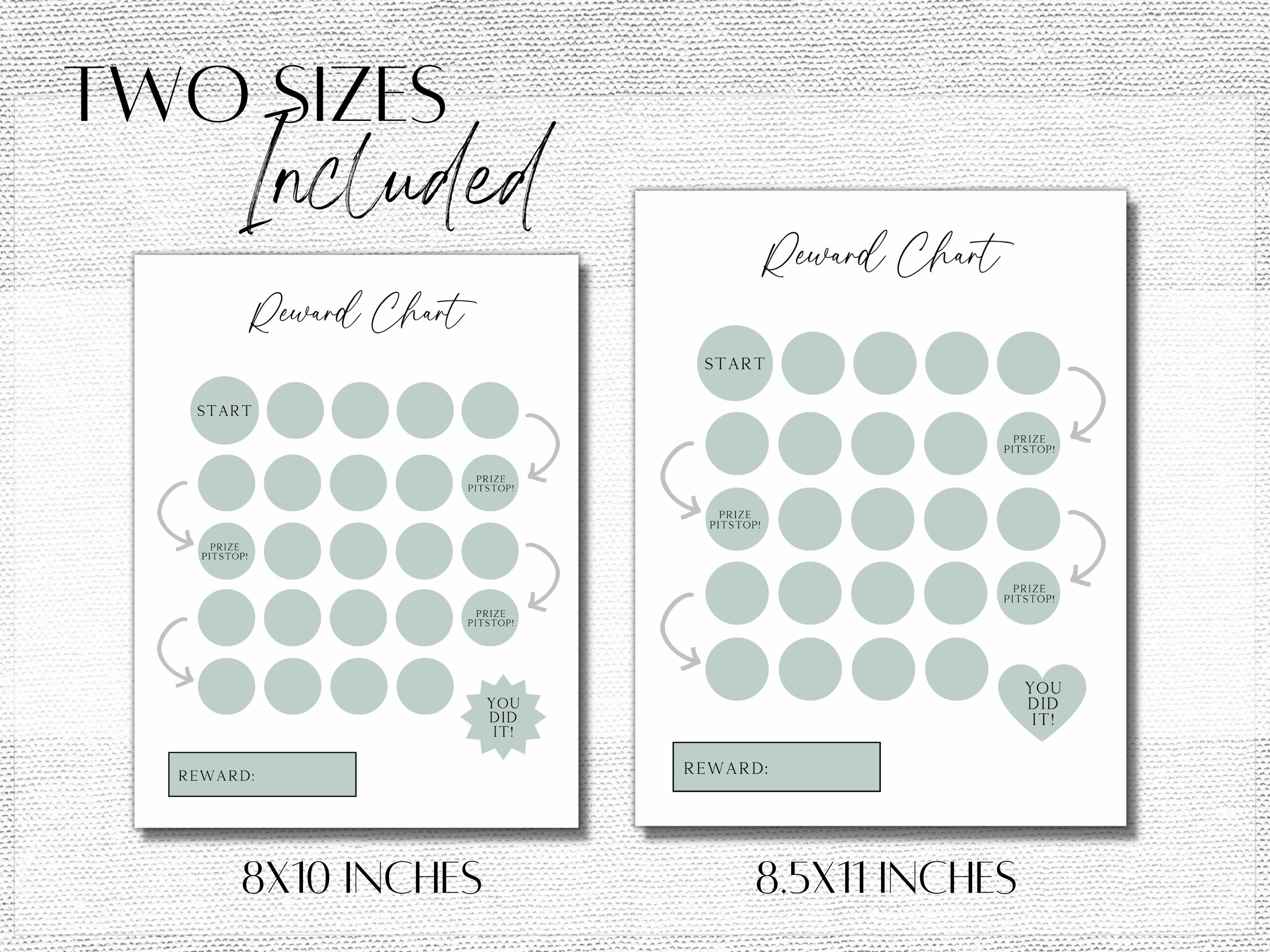 Printable Minimal Reward Chart, Printable Green Behavior Chart, Daily ...