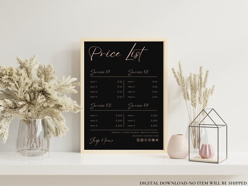 Price List Template DIY Small Business Printable Pricing Guide - Etsy