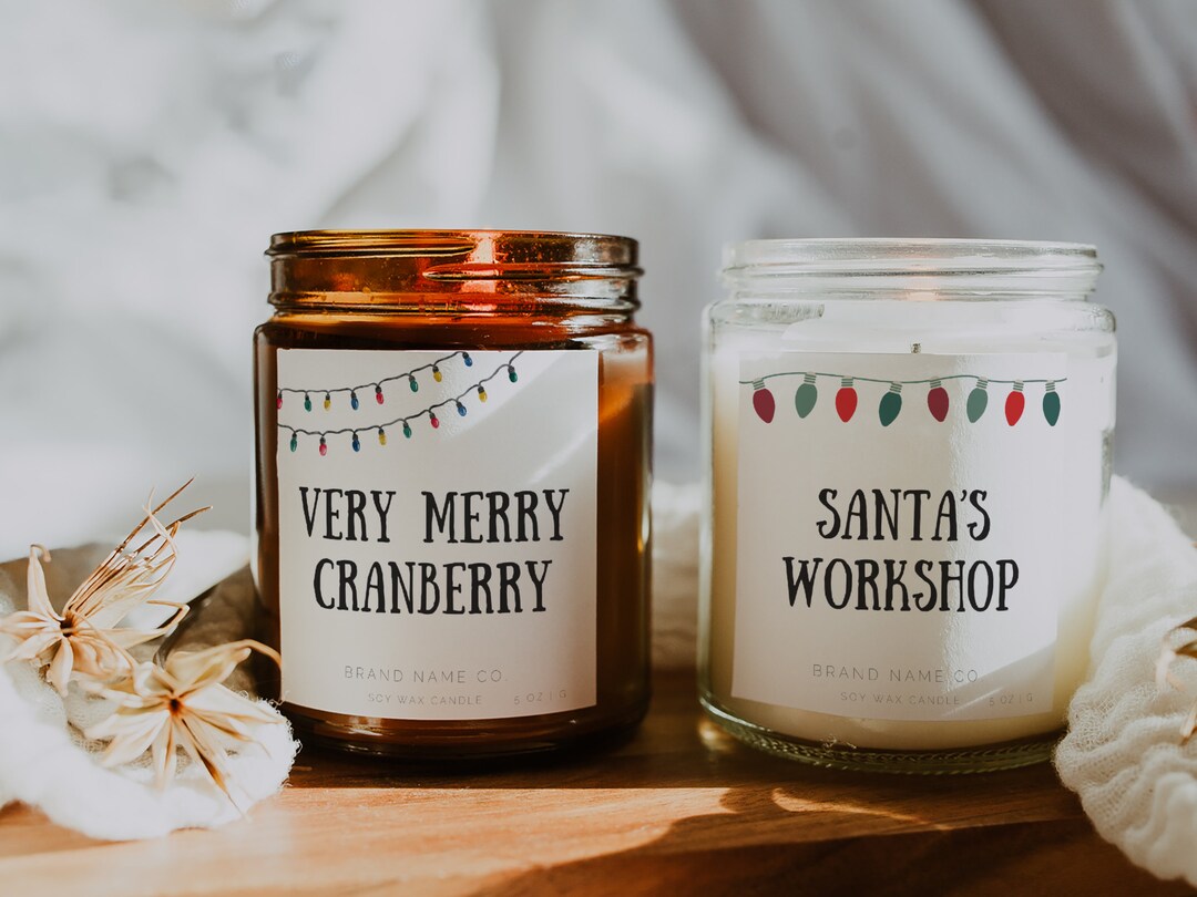 Holiday Candle Label Template, Editable Candle Label Design, Christmas ...