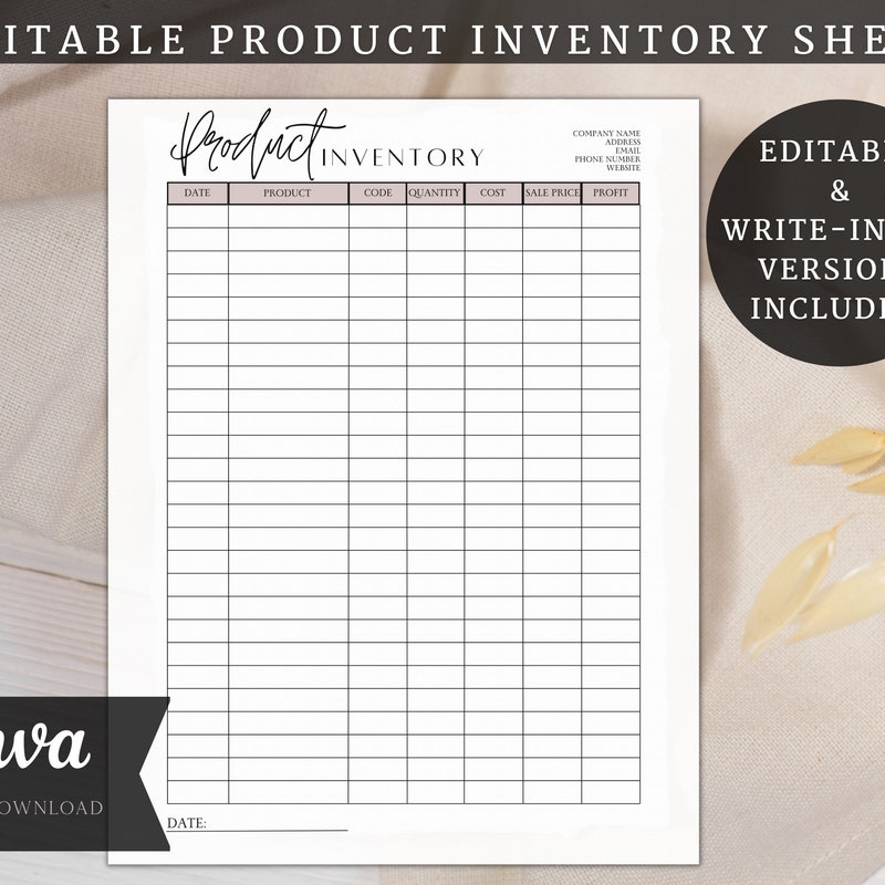 Small Business Inventory Template Printable - Etsy