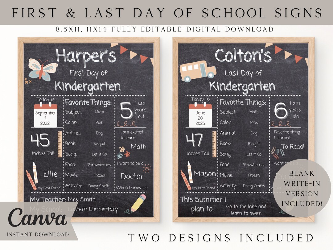 Printable Editable Back to School Sign, Last Day of School Sign ...