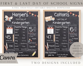 Editable Chalkboard Back to School Sign Printable First Day or Last Day ...