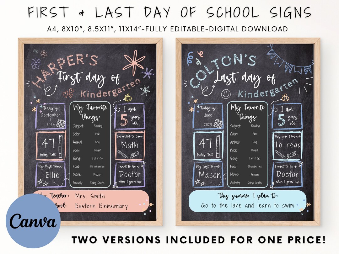 Editable First Day of School Sign Reusable Chalkboard School Sign ...