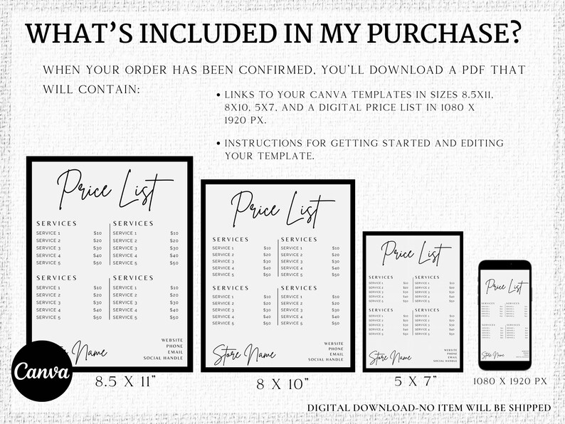 Price List Sign Editable Price List Sign Printable Beauty - Etsy