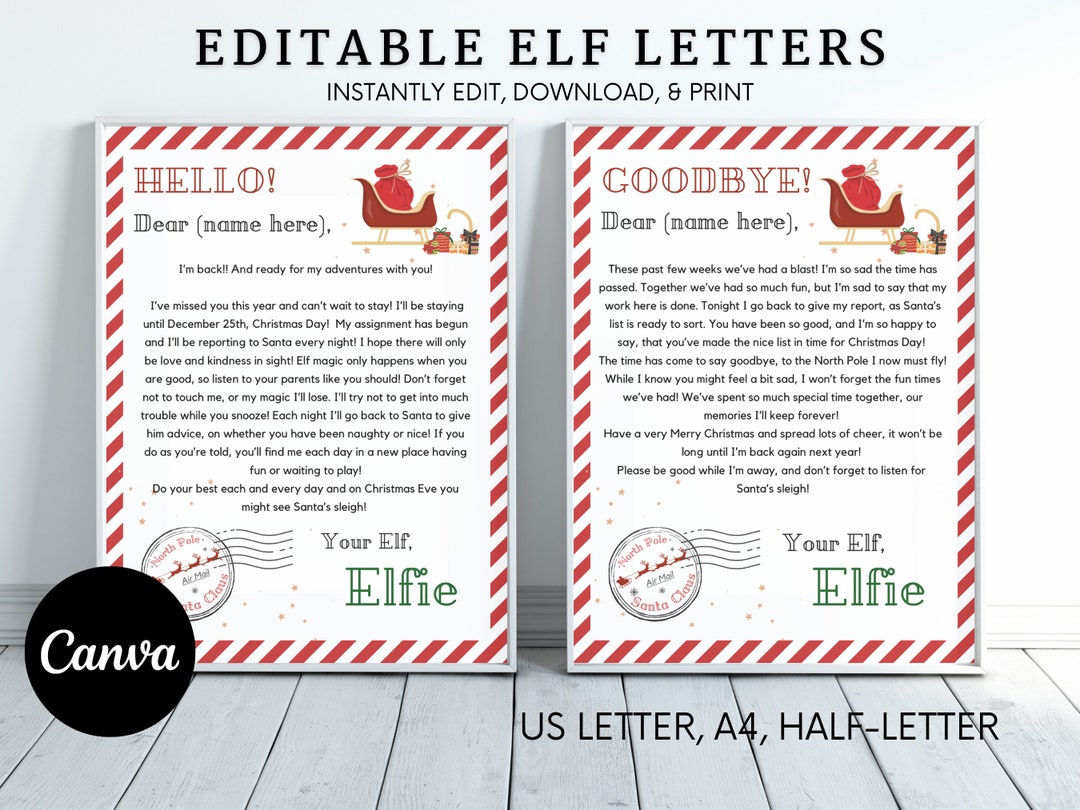 Editable Elf Arrival Letter Return Letter Christmas Elf I'm Back Elf ...