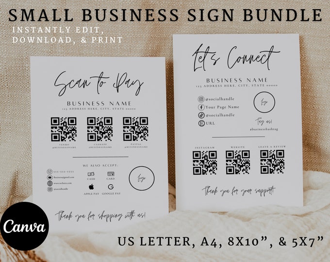Personalisierbares Scan to Pay Schild, QR-Code Vorlage (Digitaler ...