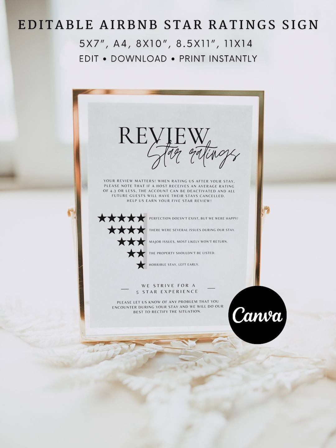Airbnb Review Sign Template, Airbnb Rating Explanation Template ...