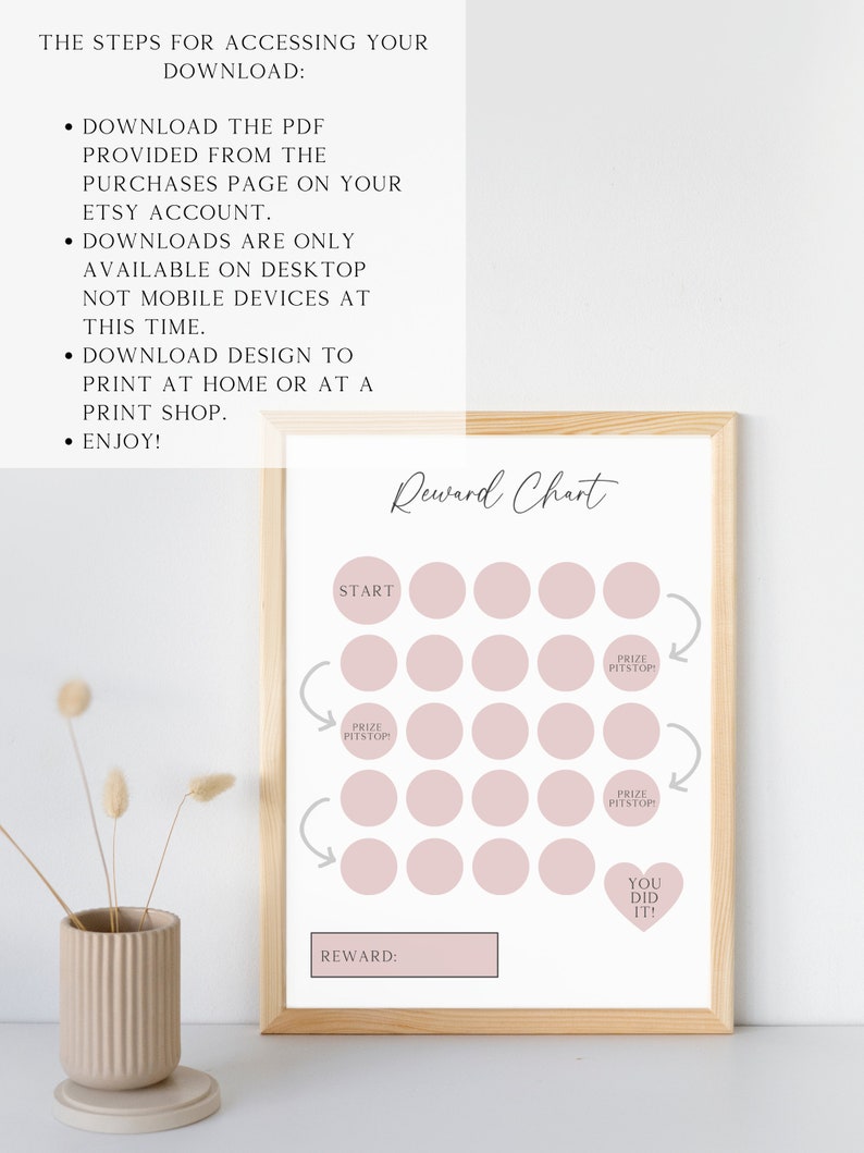 Printable Adult Reward Chart Pink Behavior Chart Daily Chore - Etsy