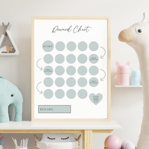 Printable Minimal Reward Chart, Printable Green Behavior Chart, Daily ...