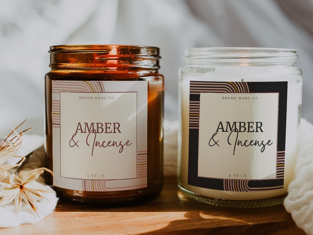 Retro Candle Label Template, Editable Candle Label Design, Minimal ...