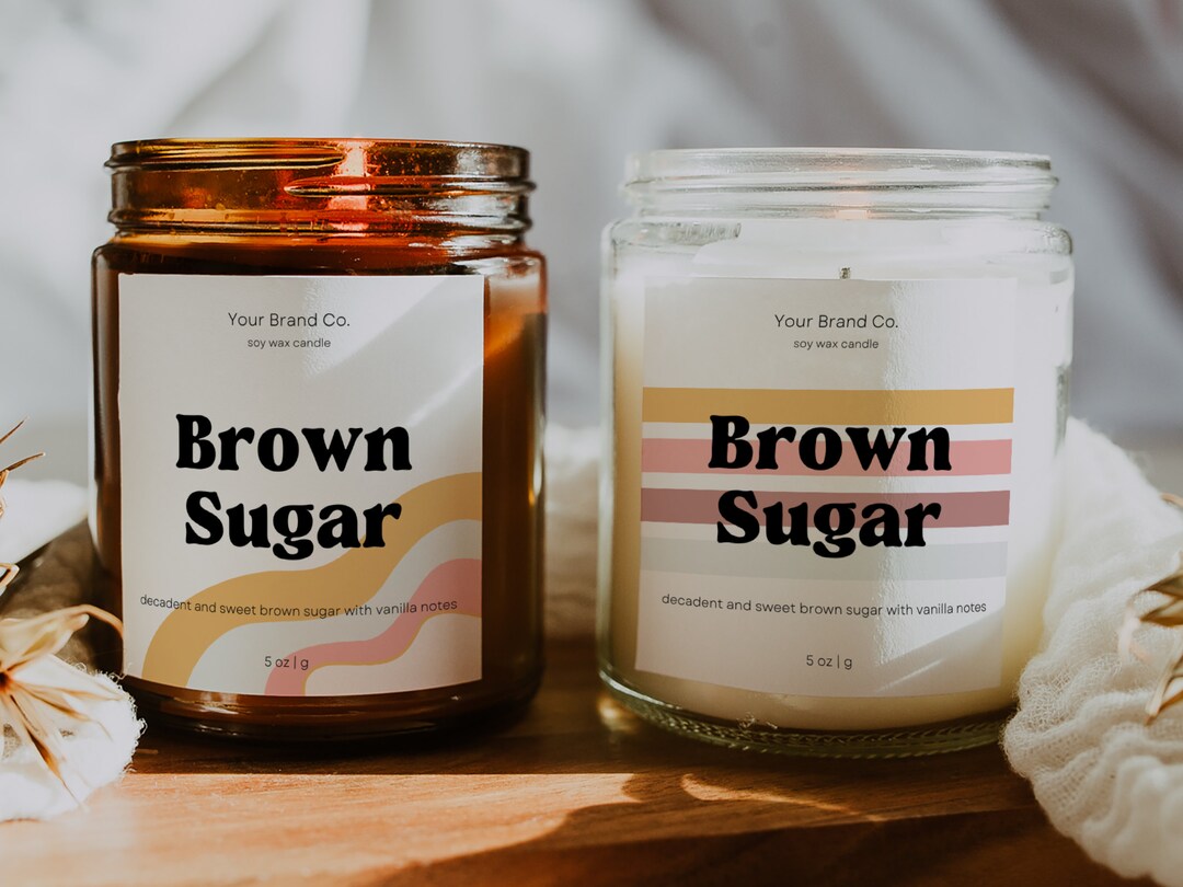 Retro Candle Label Template, Editable Candle Label Design, Minimal ...