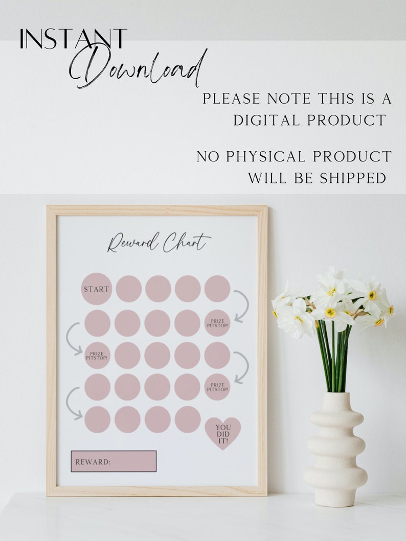 Printable Adult Reward Chart Pink Behavior Chart Daily Chore - Etsy