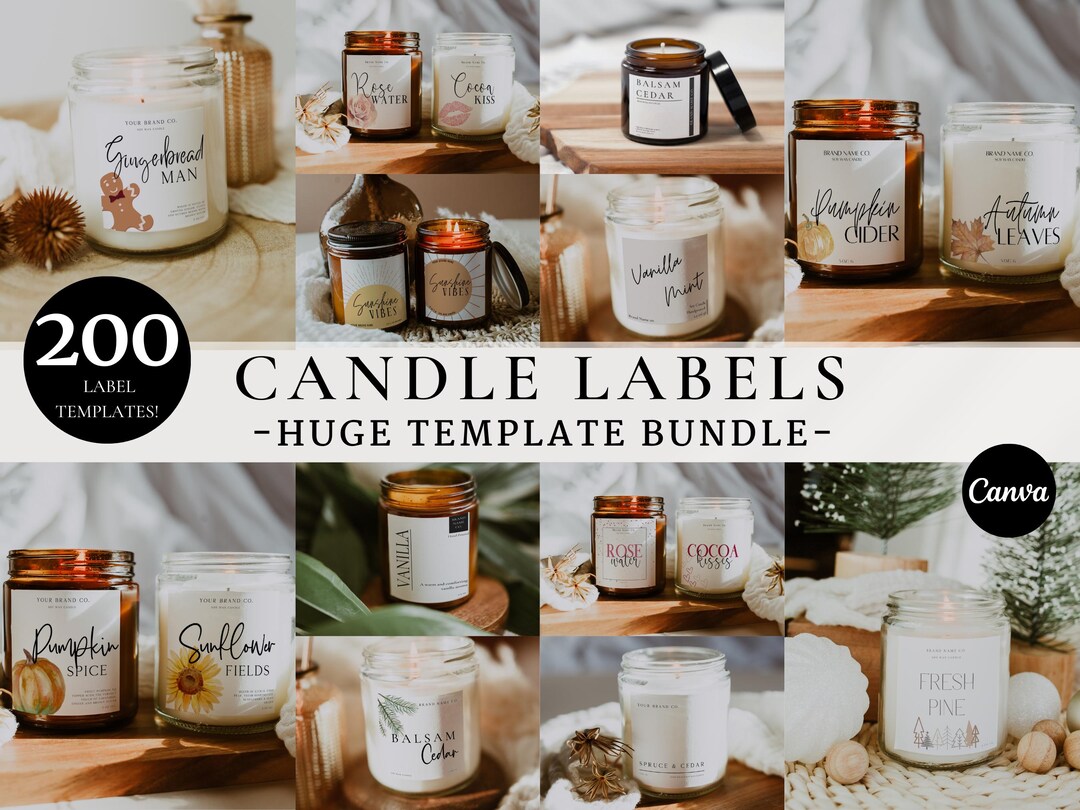 Editable Candle Label Bundle, Customize Candle Label Design Candle ...