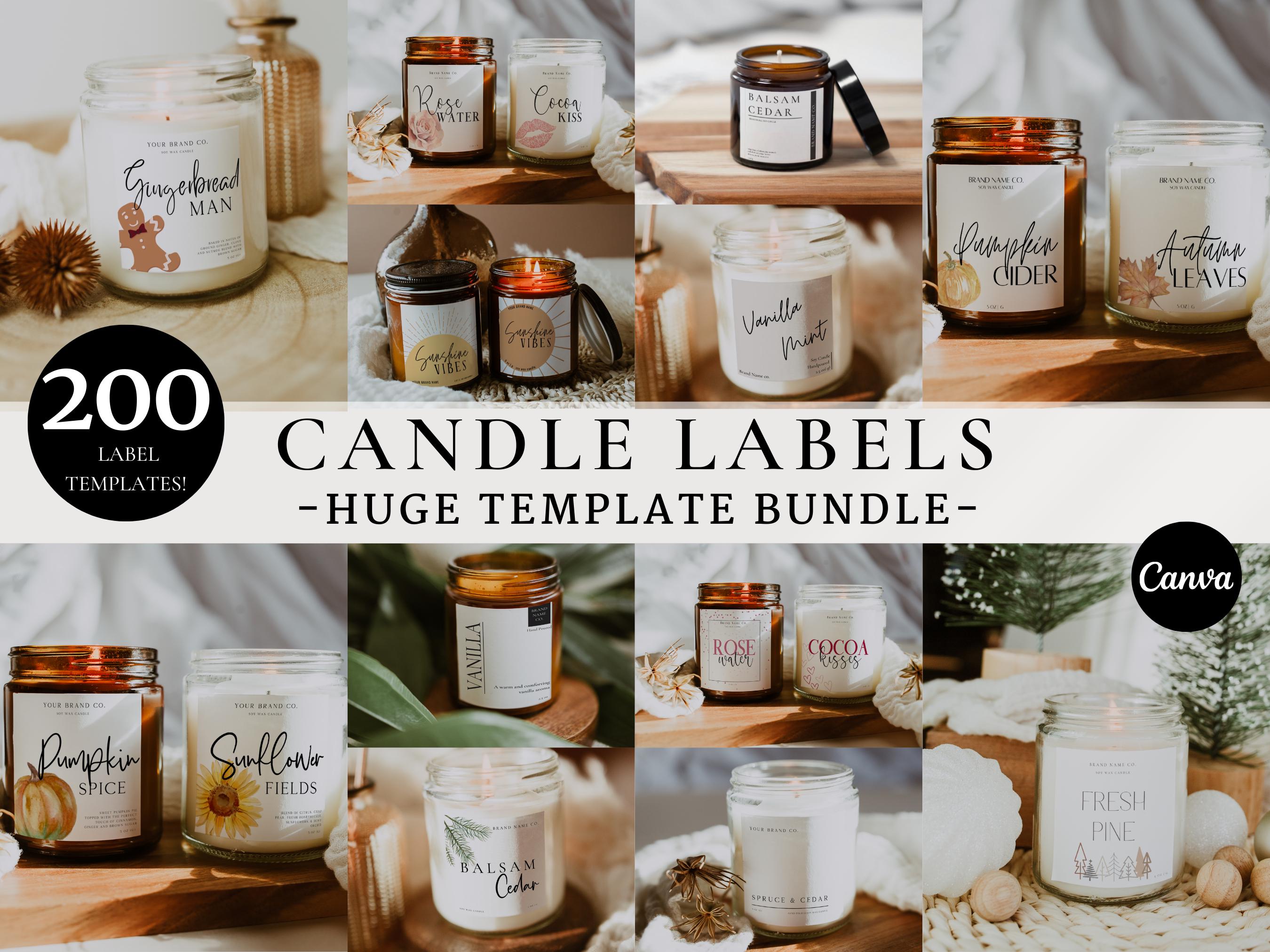 Editable Candle Label Bundle, Customize Candle Label Design Candle ...