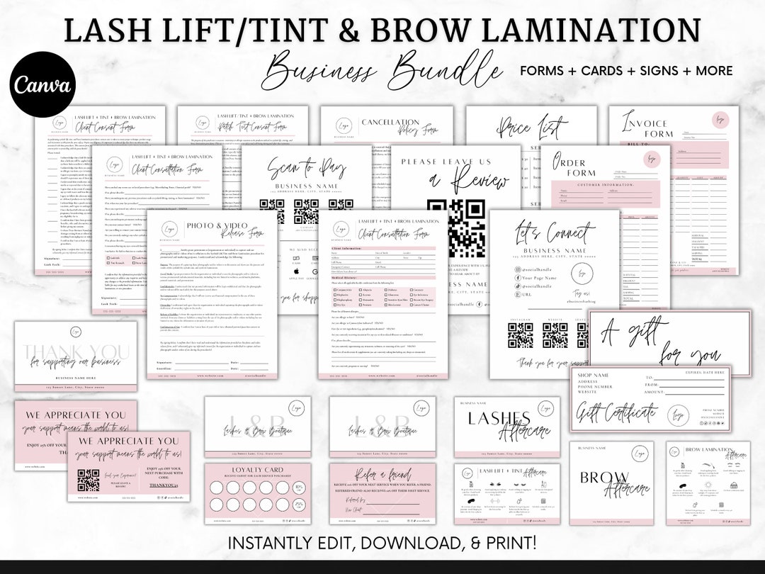 Editable Lash Lift and Brow Lamination Templates, Printable Esthetician ...
