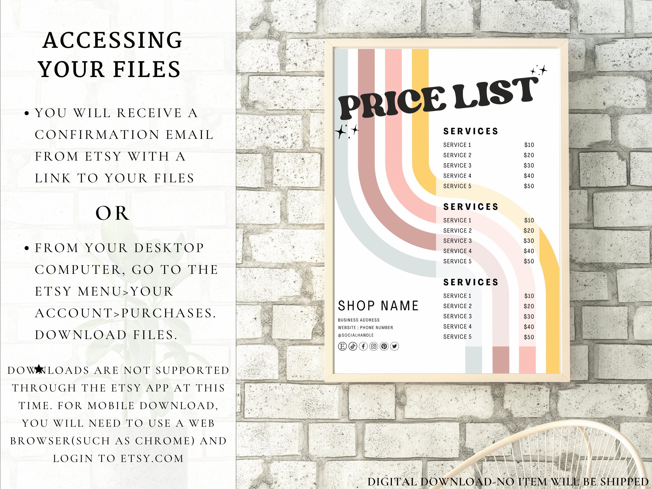 Retro Price List Template Editable Canva Printable Spa Salon - Etsy