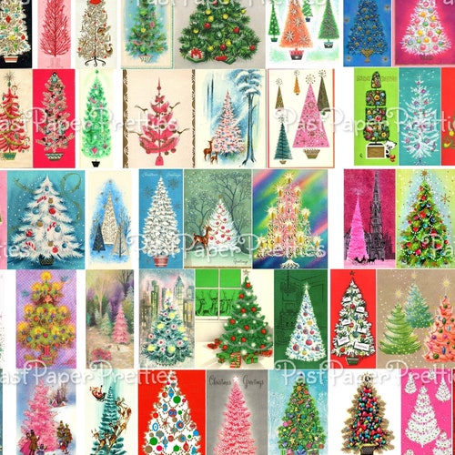 Vintage Printable Fabulous Retro Christmas Tree Collage Sheets - Etsy