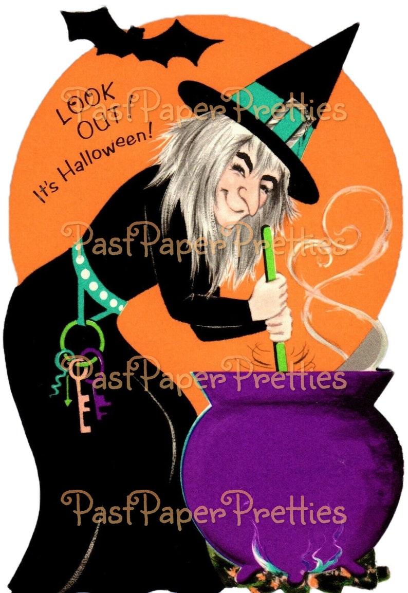 Vintage Cute Halloween Witches Collage Sheets & Full Card - Etsy