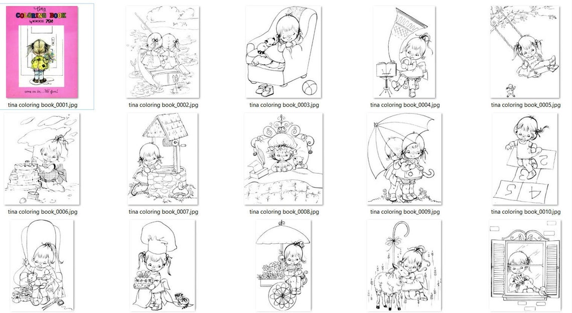 Vintage Printable Coloring Book TINA Adorable Little Girls - Etsy
