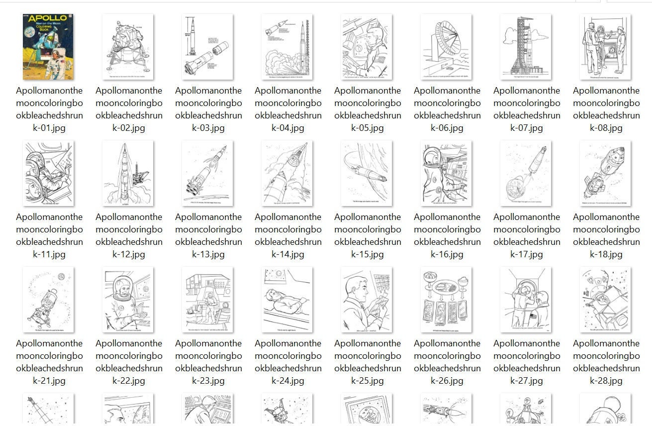 Vintage Printable Coloring Book Apollo 11 the Man on the Moon - Etsy